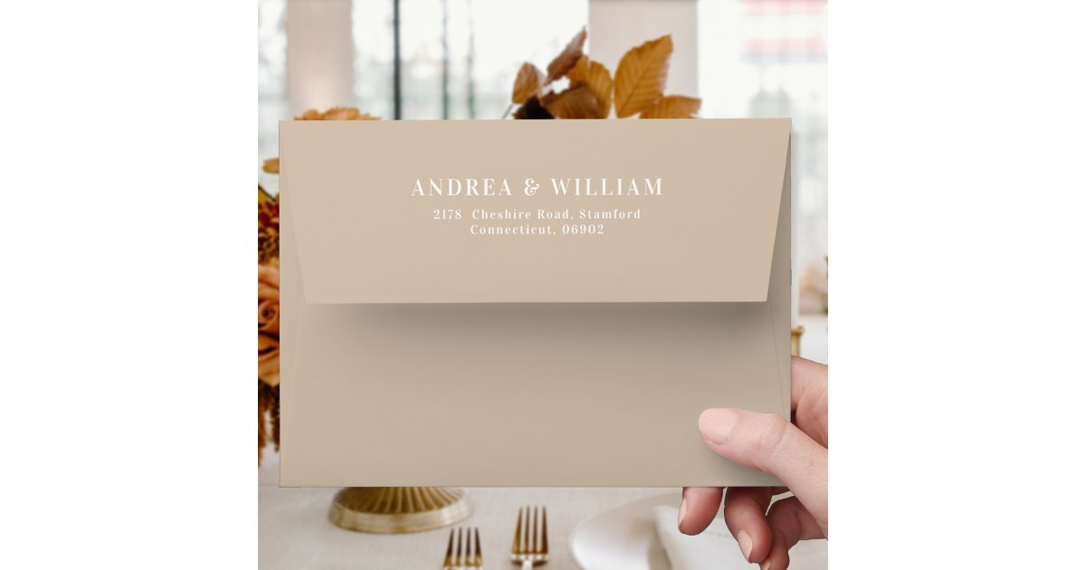 Boho Taupe Wedding Envelope | Zazzle