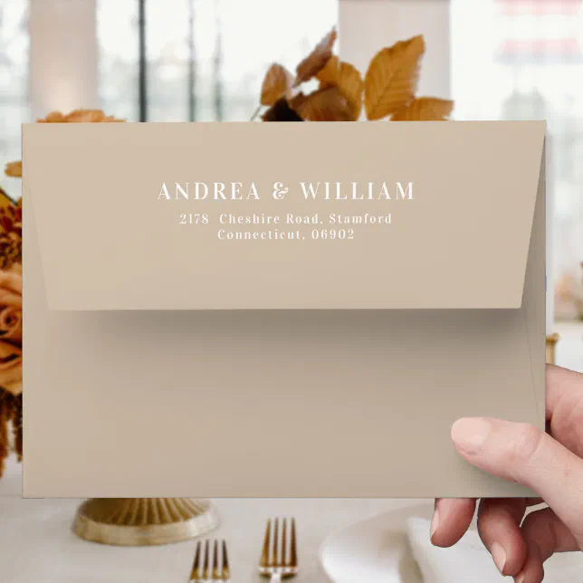 Boho Taupe Wedding Envelope | Zazzle