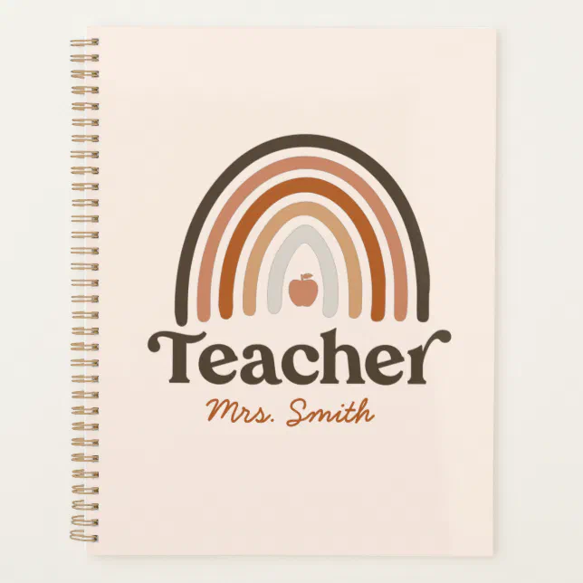 Boho Teacher Appreciation Modern Rainbow Planner | Zazzle