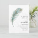 Boho Teal Blue Feather Minimal Wedding Invitation | Zazzle