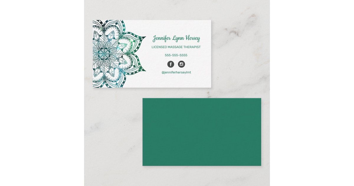 Boho Teal Mandala LMT Business Card | Zazzle