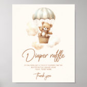 Boho Teddy bear diaper raffle Poster | Zazzle