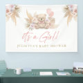 Boho Teddy Bear Girl Pink Baby Shower Welcome Banner | Zazzle