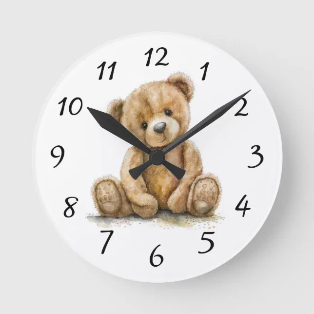 Boho Teddy Bear Nursery Wall Clock | Zazzle