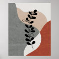 Boho Terracotta Abstract Botanical Art Poster | Zazzle