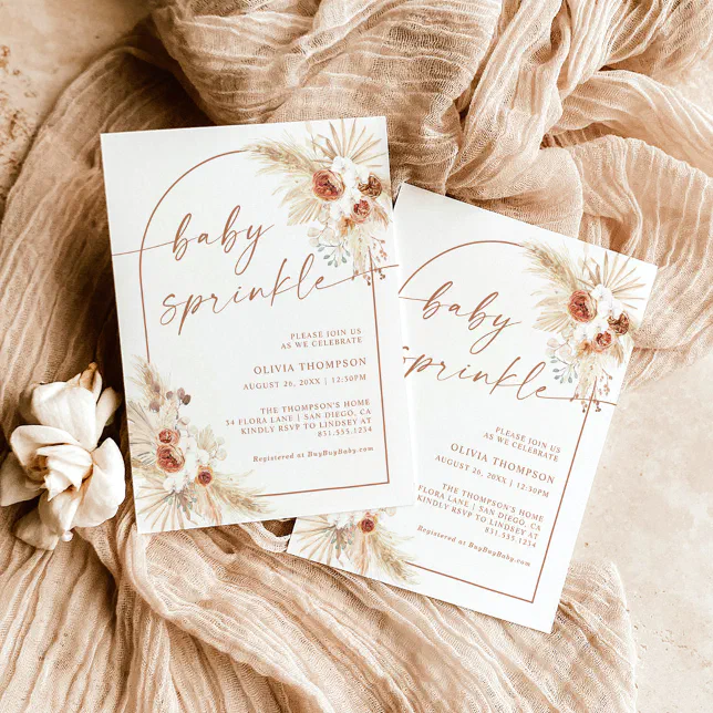 Boho Terracotta Baby Sprinkle Shower Invitation | Zazzle