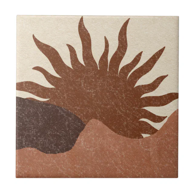 Boho Terracotta Desert Sun Ceramic Tile | Zazzle