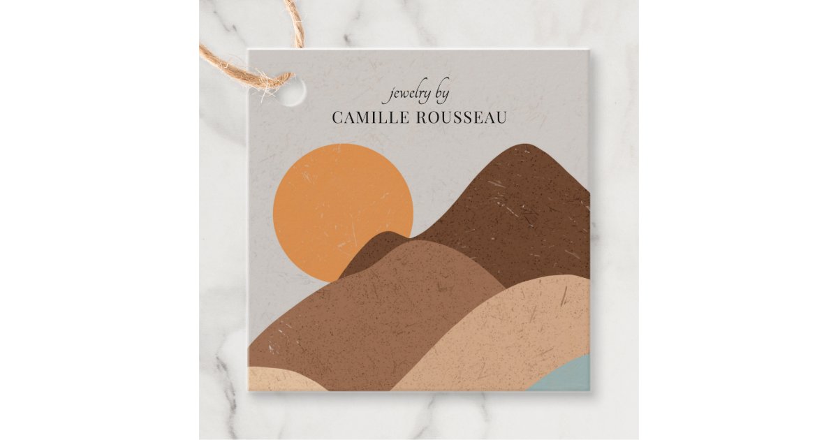 Boho Terracotta Desert Sun Mountains Abstract Favor Tags | Zazzle