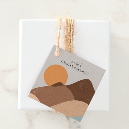 Boho Terracotta Desert Sun Mountains Abstract Favor Tags | Zazzle