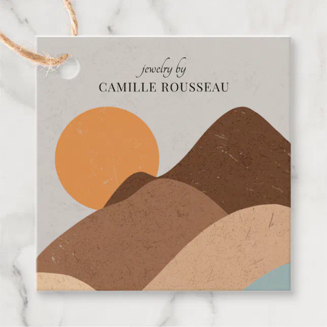 Boho Terracotta Desert Sun Mountains Abstract Favor Tags | Zazzle