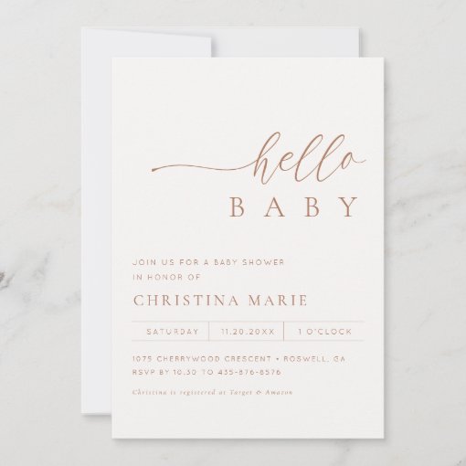 Boho Terracotta Gender Neutral Baby Shower Invitation | Zazzle