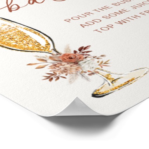 Boho Terracotta Mimosa Bar Floral Poster | Zazzle