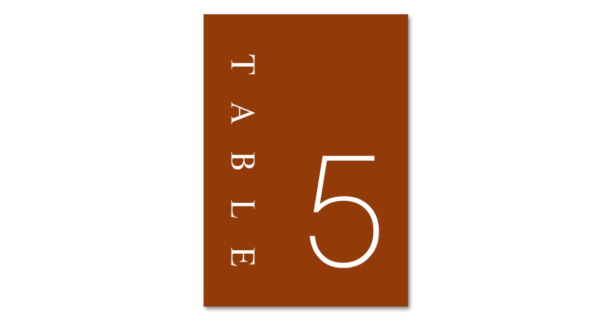 Boho Terracotta Minimalist Numbers Table Card | Zazzle