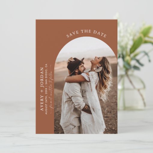 Boho Terracotta Save the Dates | Modern Minimalist Invitation | Zazzle