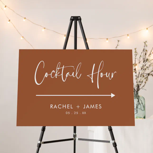 Boho Terracotta Wedding Cocktail Hour Sign | Zazzle
