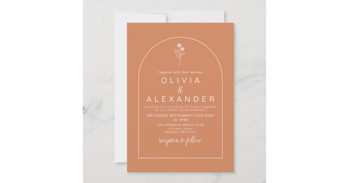 Boho Terracotta wildflower wedding Invitation | Zazzle