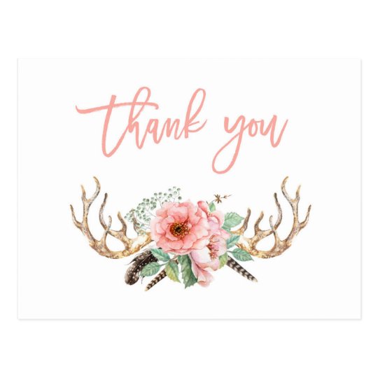 boho thank you postcard, bohemian notecard | Zazzle.com