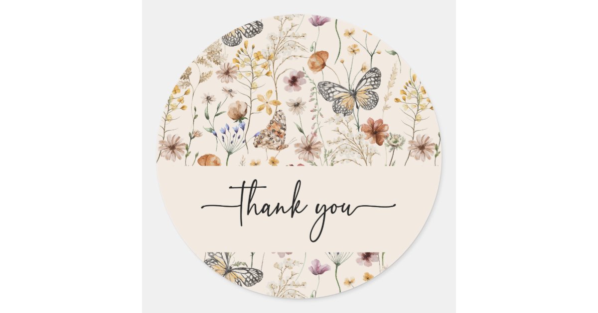 Boho Thank You Sticker | Zazzle