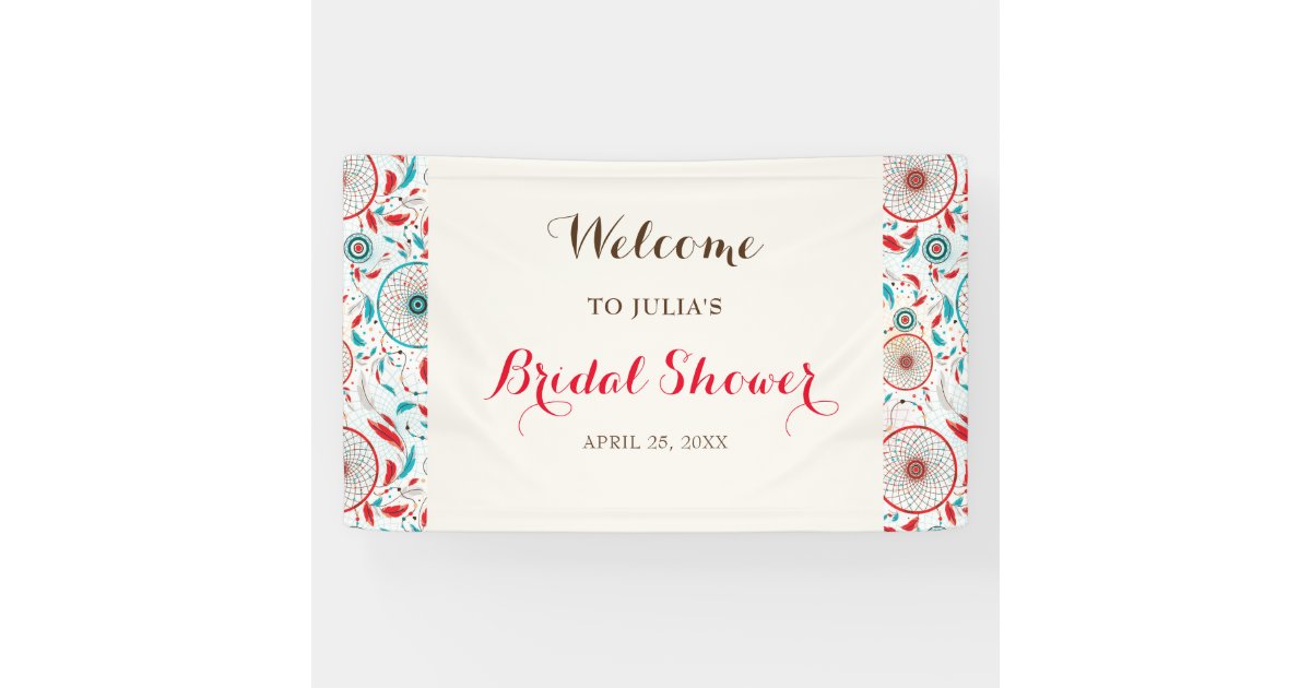 Boho Tribal feather Dreamcatcher Bridal Shower Banner | Zazzle