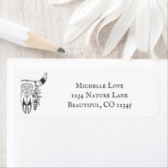 Boho Tribal Skull Bohemian Address Label | Zazzle