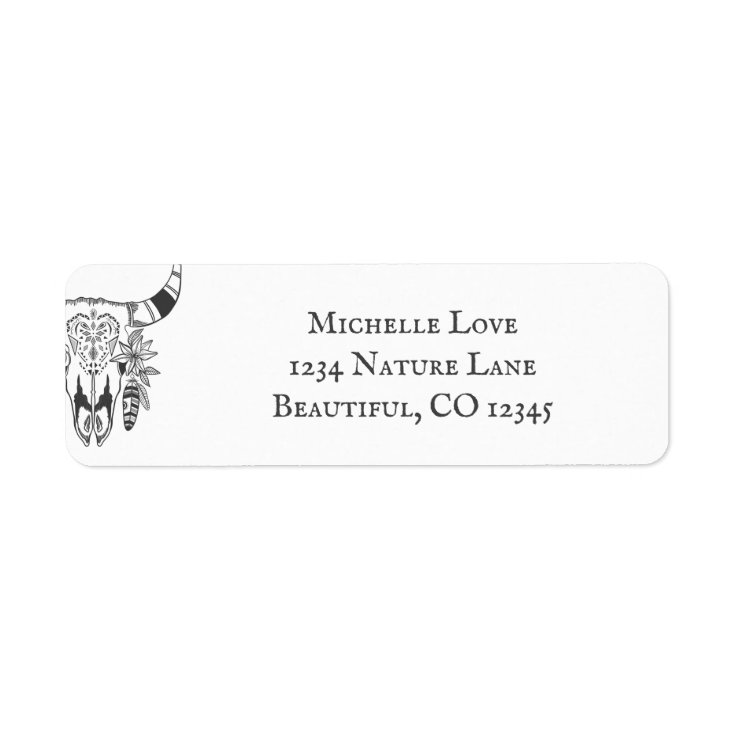 Boho Tribal Skull Bohemian Address Label | Zazzle