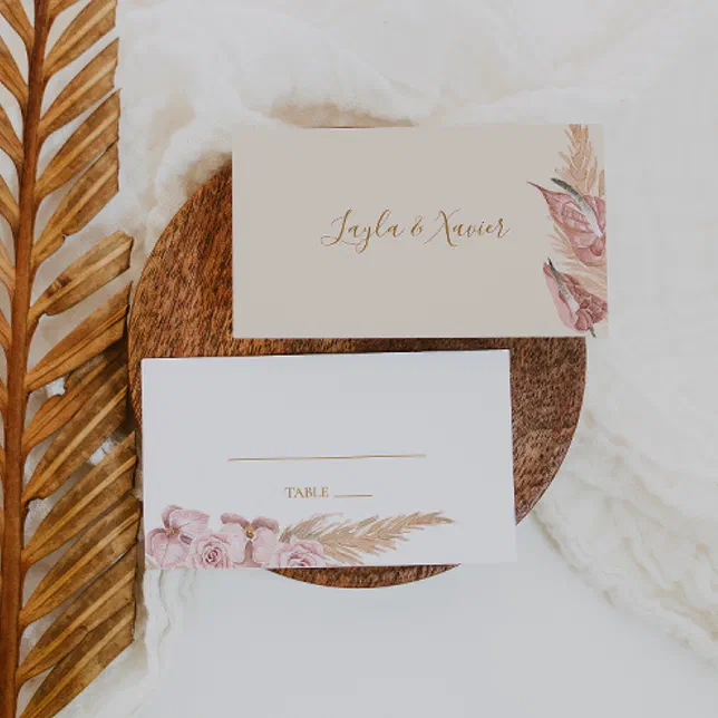 Boho Tropical Botanical | Ivory Flat Wedding Place Card | Zazzle