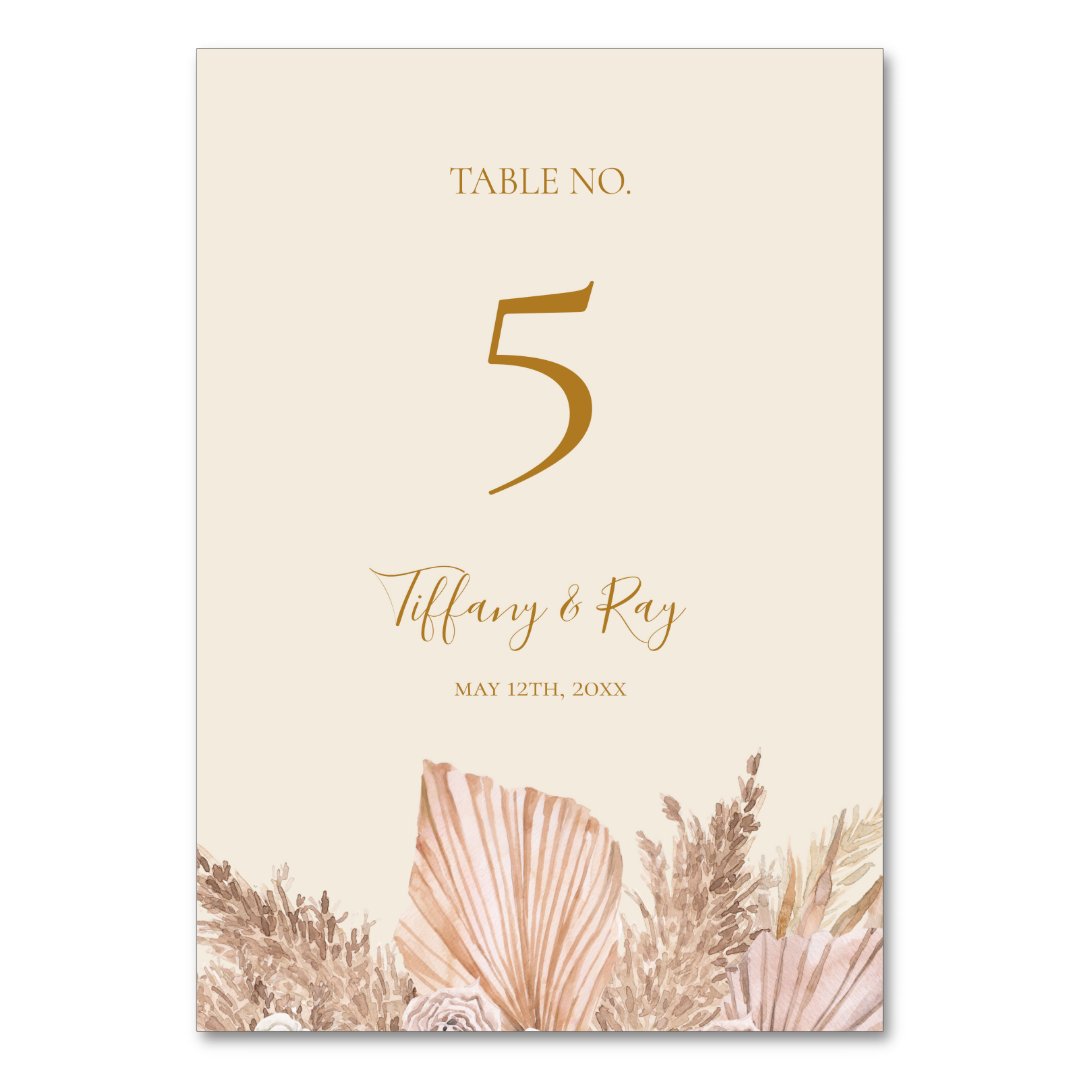 Boho Tropical Botanical | Ivory Table Number | Zazzle