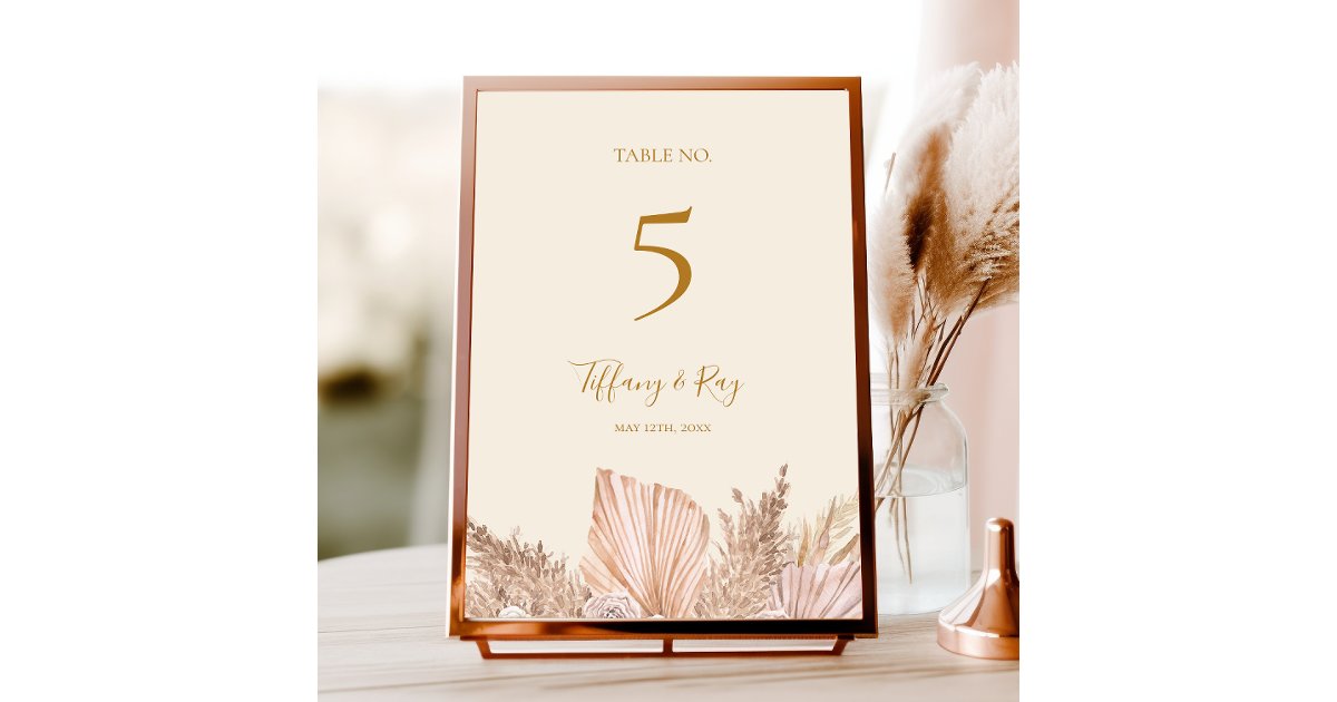 Boho Tropical Botanical | Ivory Table Number | Zazzle