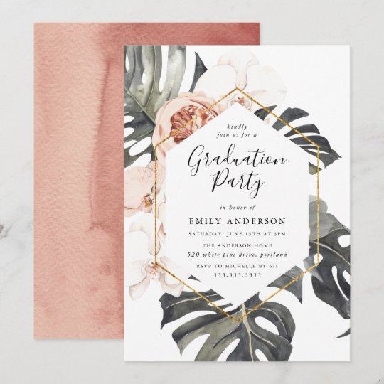 Boho Tropical Floral Graduation Party Invitation | Zazzle.com