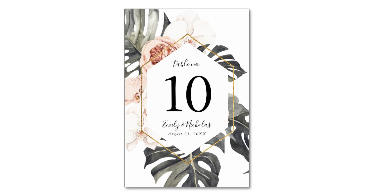 Boho Tropical Floral | Personalized Table Number | Zazzle