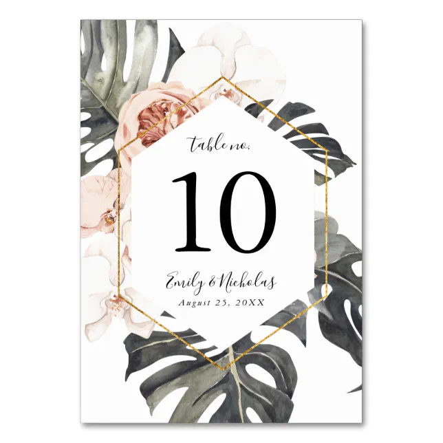 Boho Tropical Floral | Personalized Table Number | Zazzle