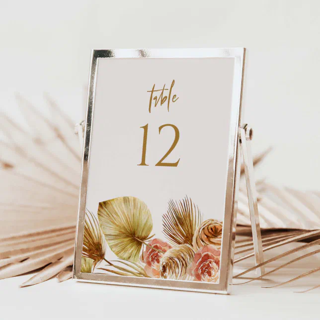 Boho Tropical Table Number Wedding Party Sign C103 | Zazzle