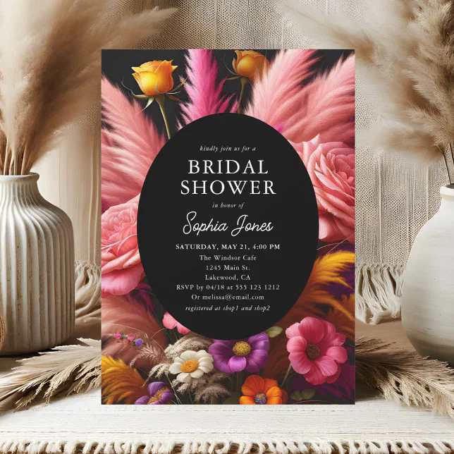 Boho Vibrant Bloom Cottagecore Bridal Shower Invitation | Zazzle