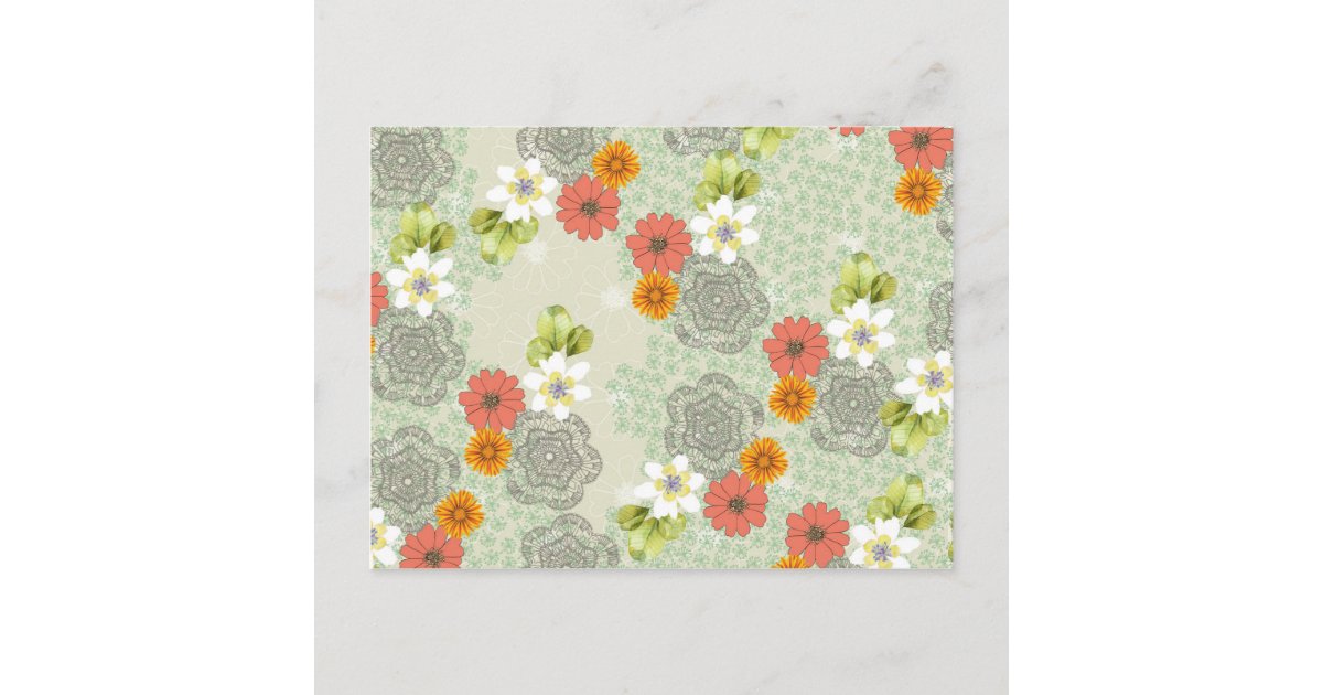 Boho Vintage Flowers Postcard | Zazzle