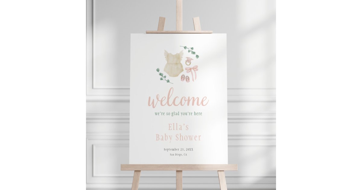 Boho Vintage Outfit Baby Shower Welcome Sign | Zazzle