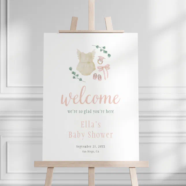 Boho Vintage Outfit Baby Shower Welcome Sign | Zazzle