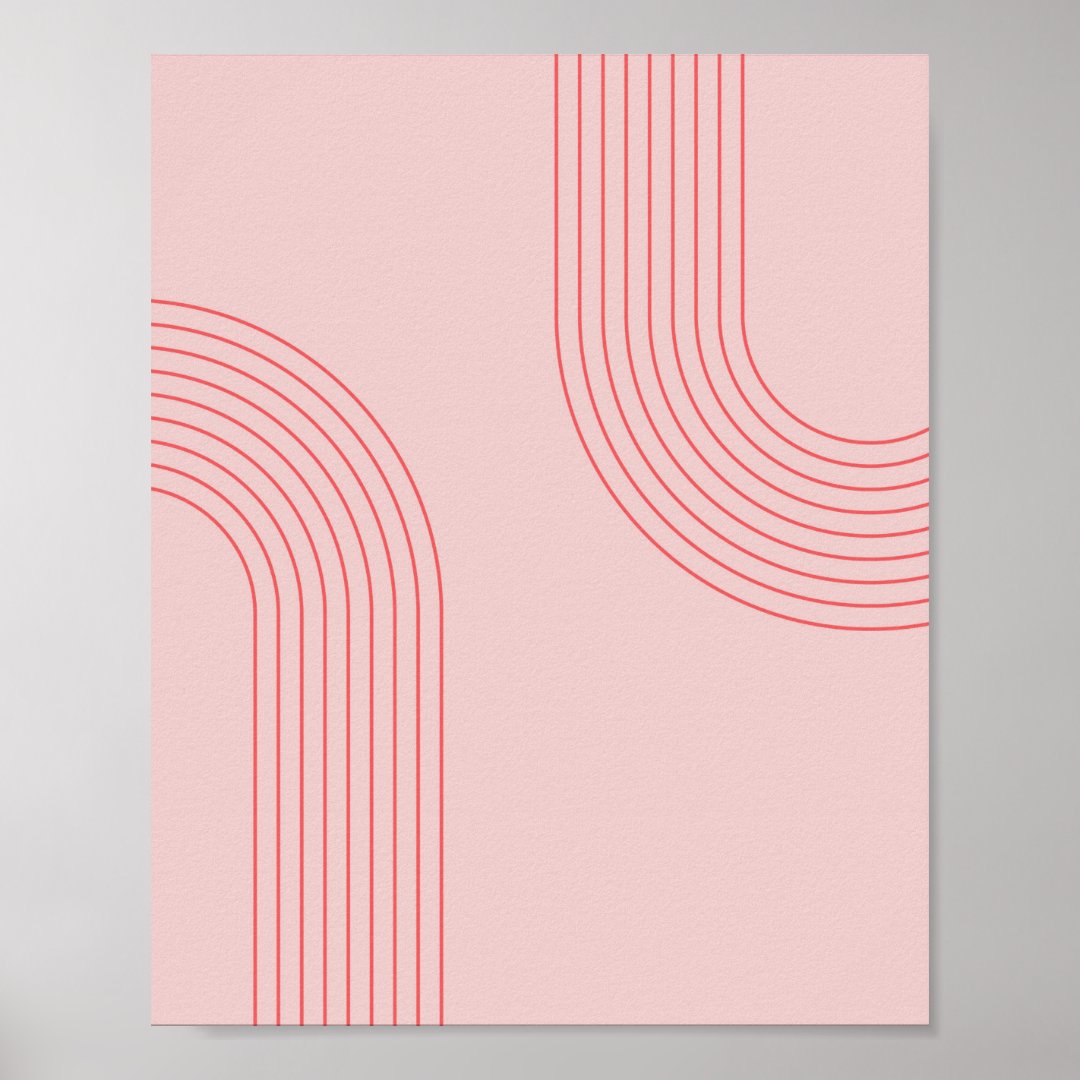 Boho Vintage Pink and Red Rainbow Arch 3 Poster | Zazzle