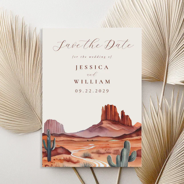Boho Watercolor Desert Wedding Save The Date | Zazzle