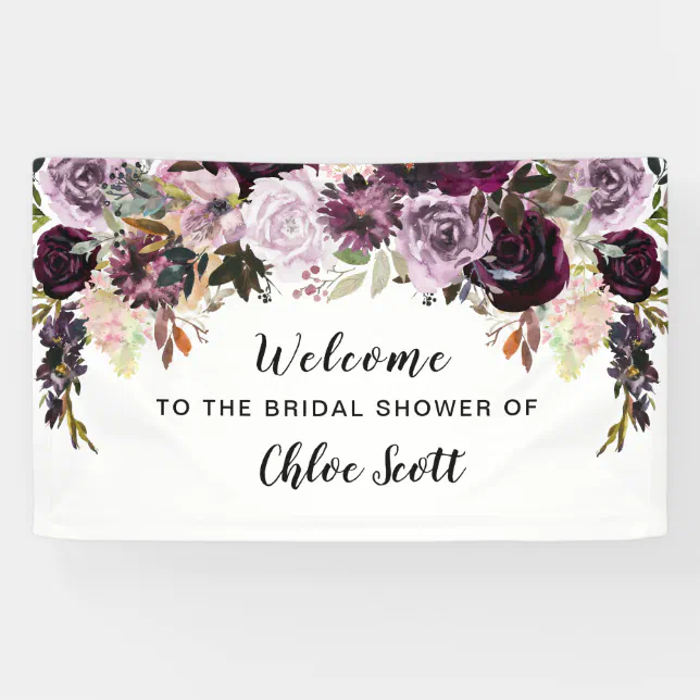 Boho Watercolor Floral Bridal Shower Welcome Banner | Zazzle