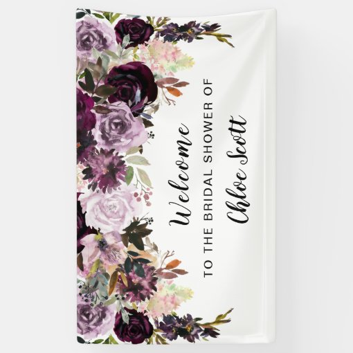 Boho Watercolor Floral Bridal Shower Welcome Banner | Zazzle