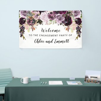 Boho Watercolor Floral Engagement Party Welcome Banner | Zazzle