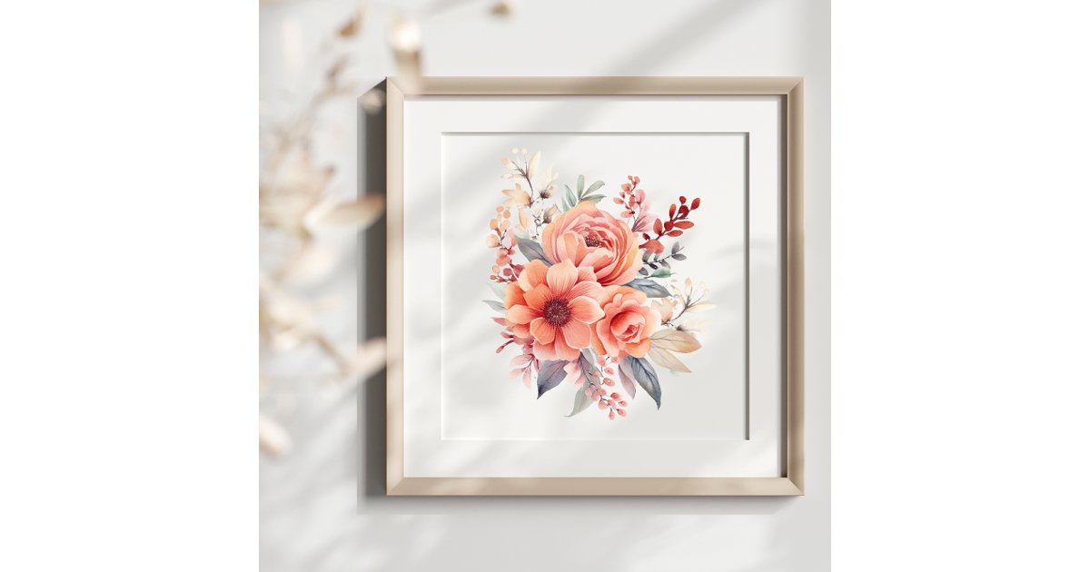 Boho Watercolor Florals Splash Art Splatter Poster | Zazzle