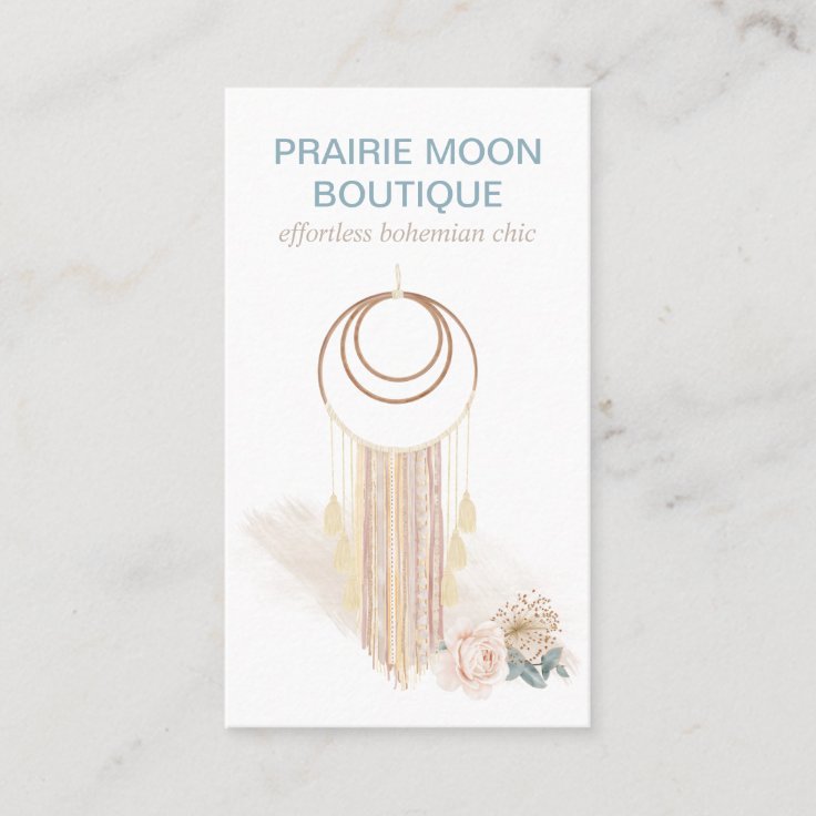 Boho Watercolor Macrame Wall Hanging Business Card | Zazzle