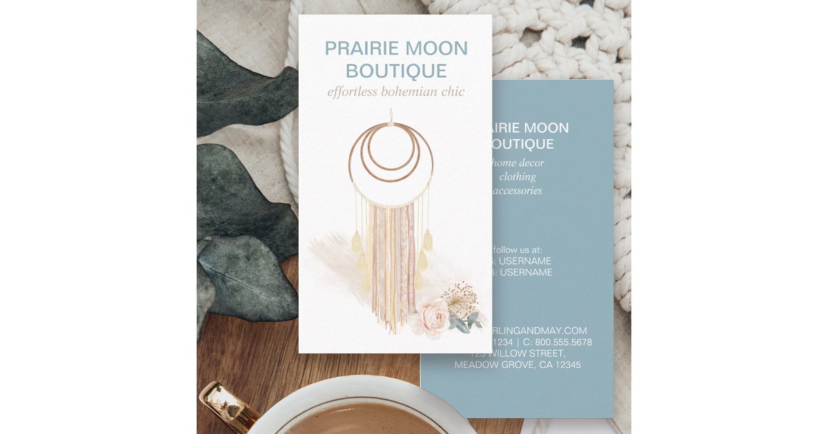Boho Watercolor Macrame Wall Hanging Business Card | Zazzle