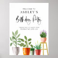 Boho Watercolor Potted Houseplants Birthday Party Poster | Zazzle