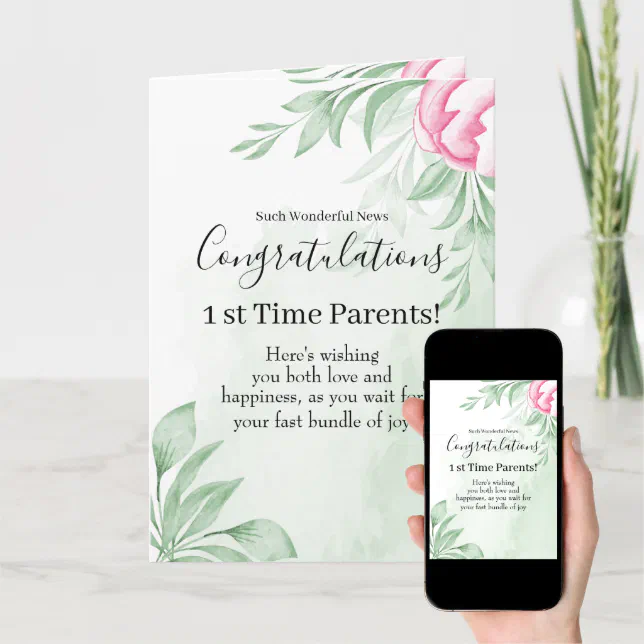 Boho Watercolor Pregnancy Congratulation Card | Zazzle