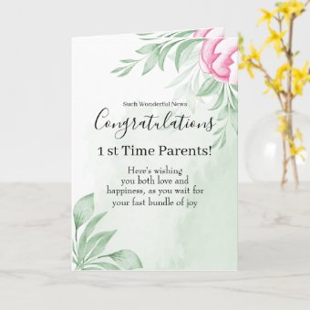 Boho Watercolor Pregnancy Congratulation Card | Zazzle