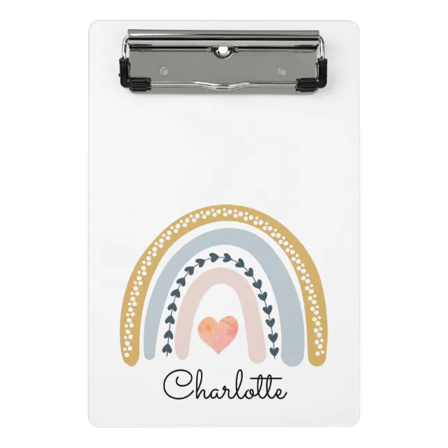 Boho Watercolor Rainbow Kid's Personalized Mini Clipboard | Zazzle