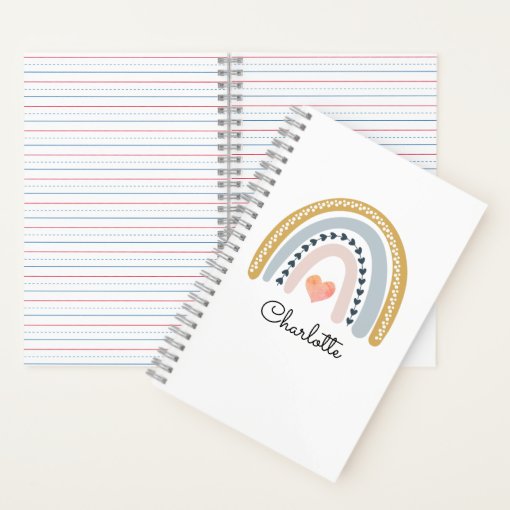 Boho Watercolor Rainbow Kid's Personalized Notebo Notebook | Zazzle