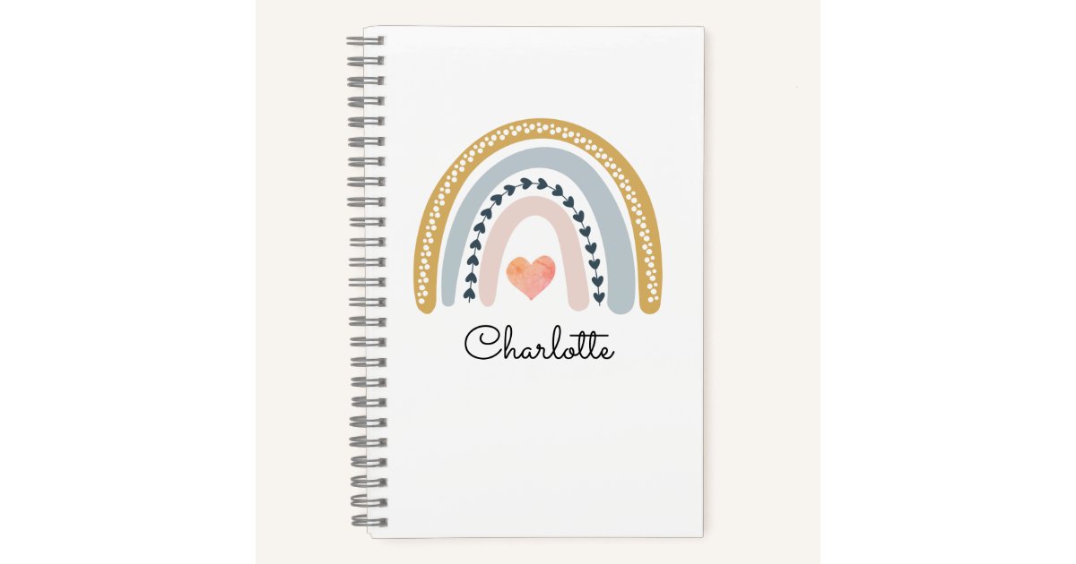 Boho Watercolor Rainbow Kid's Personalized Notebo Notebook | Zazzle